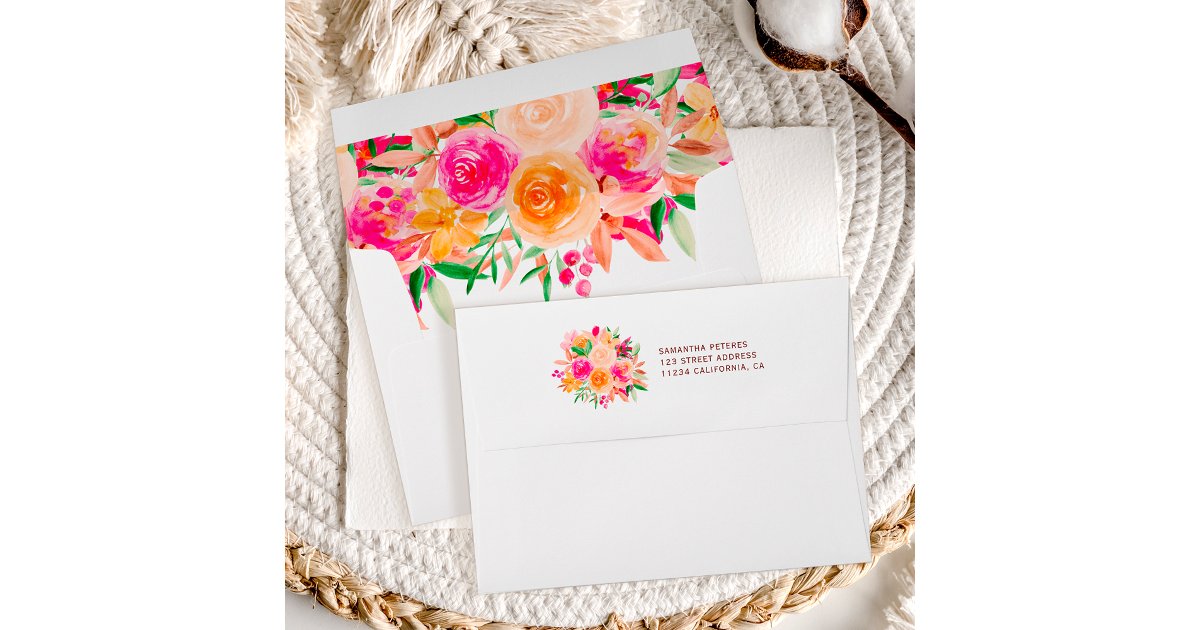 Bold fall floral watercolor chic bridal shower envelope | Zazzle