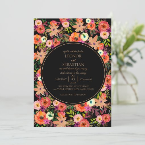 Bold Fall Floral Wedding Invitation | Zazzle