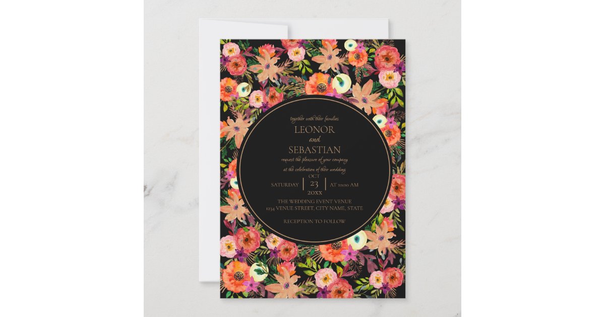 Bold Fall Floral Wedding Invitation | Zazzle