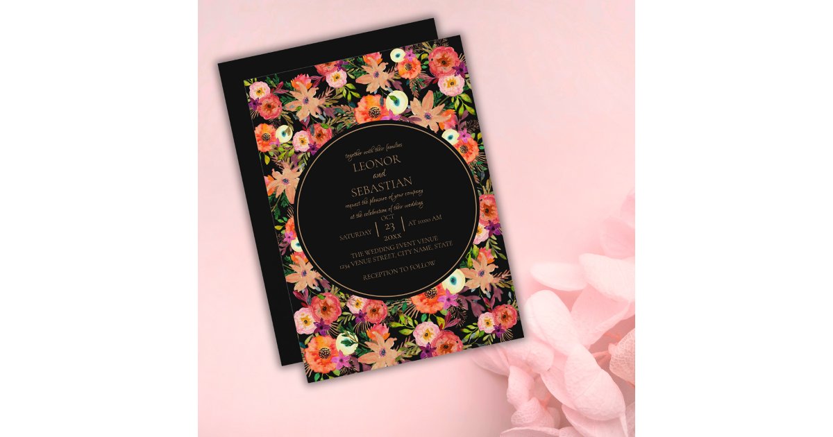 Bold Fall Floral Wedding Invitation | Zazzle