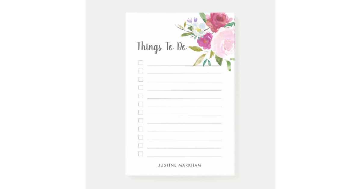 Bold Floral Personalized To Do List Post-it Notes | Zazzle
