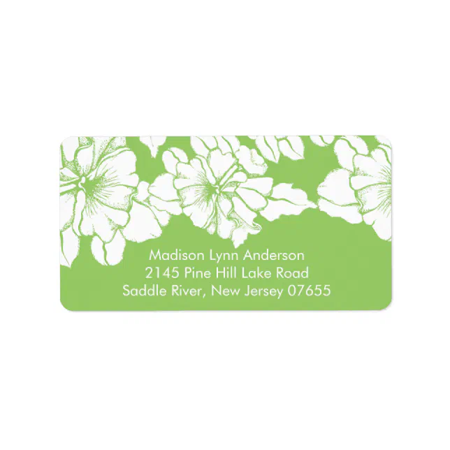 Bold Flowers on Green Return Address Labels. Label | Zazzle
