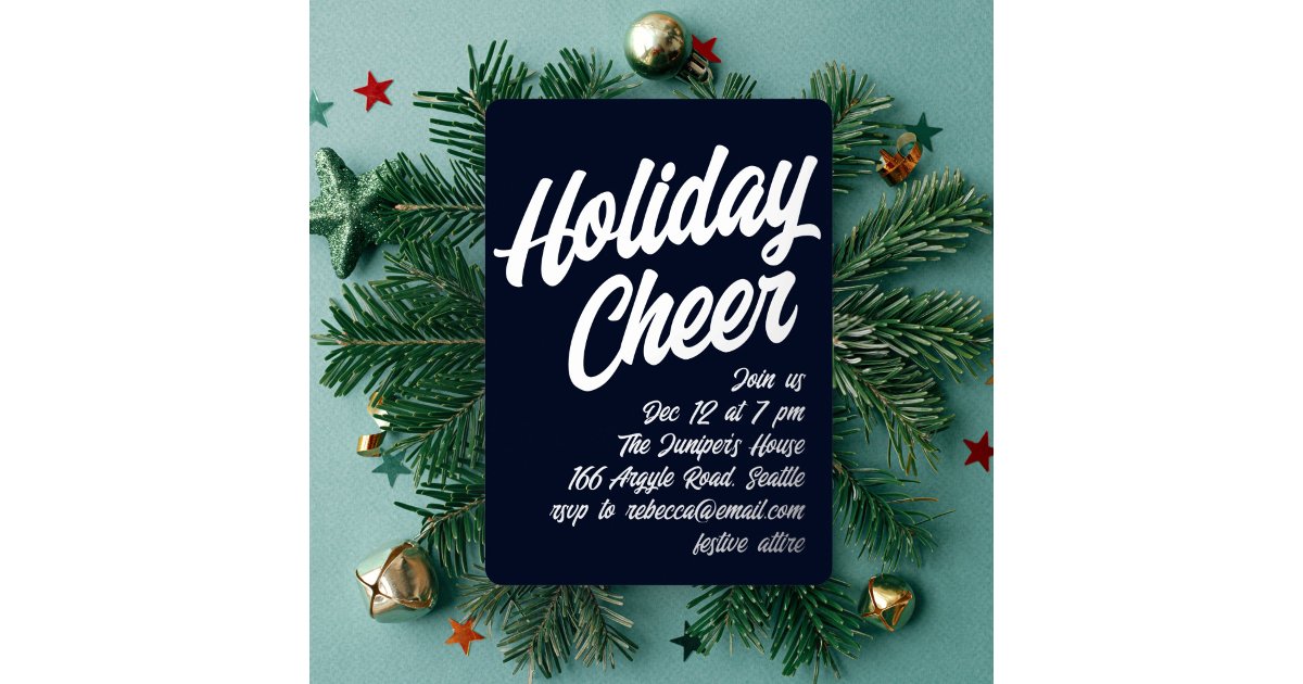 Bold Foil Holiday Cheer Party Invitation | Zazzle