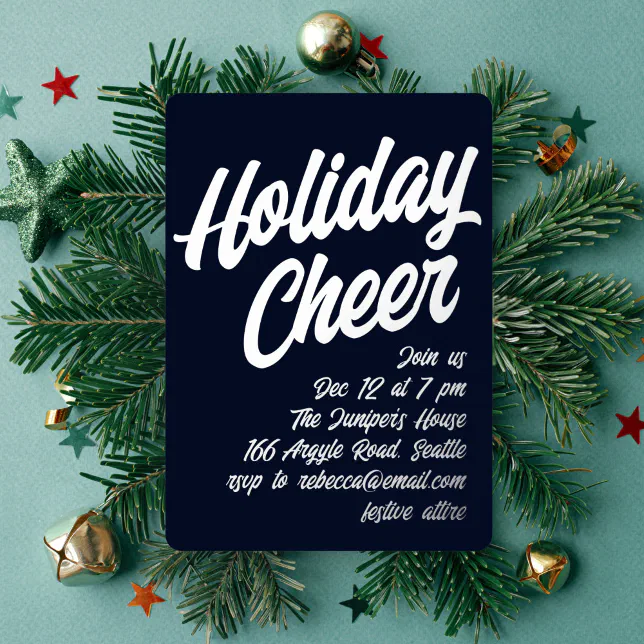 Bold Foil Holiday Cheer Party Invitation | Zazzle