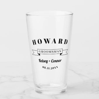 Bold Font Groomsman Wedding Glass | Zazzle