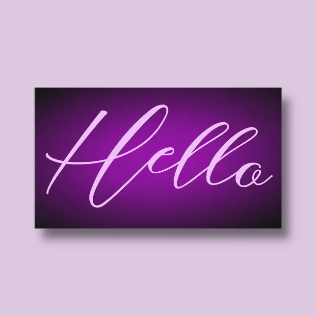 Bold Font Neon Black Purple Lilac Hello Gradient Business Card | Zazzle