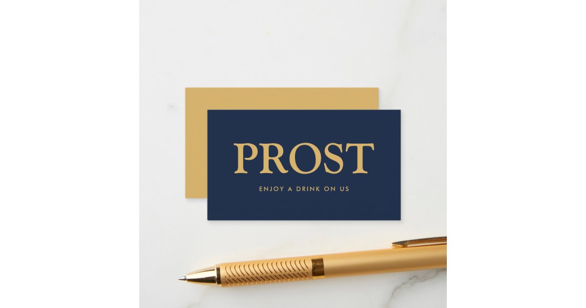 Bold Font "Prost" German Free Drinks Ticket Enclosure Card | Zazzle