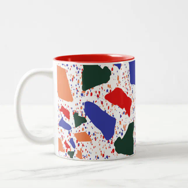 Bold Fun Terrazzo Fractal Splash Art Two-Tone Coffee Mug | Zazzle