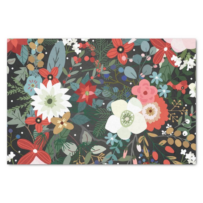 Bold Funky Colorful Floral Dark Modern Vintage Tissue Paper | Zazzle.com