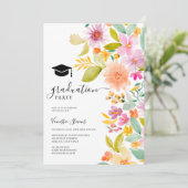 Bold garden watercolor flowers graduation invitation | Zazzle