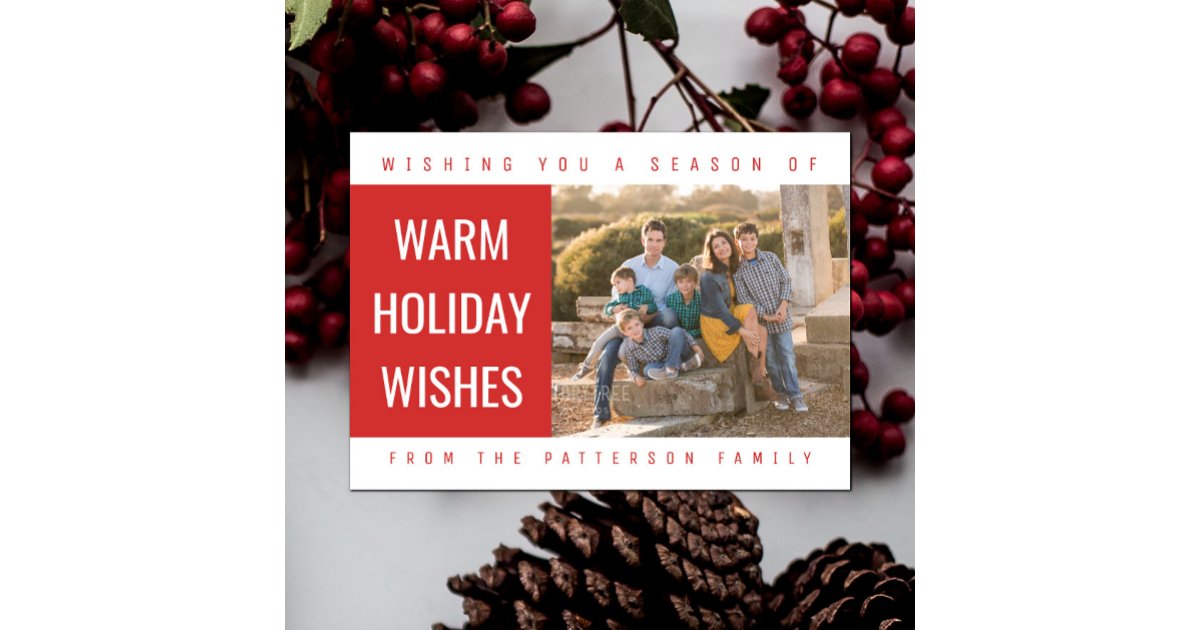 Bold Geometric Holiday Photo Card | Red | Zazzle