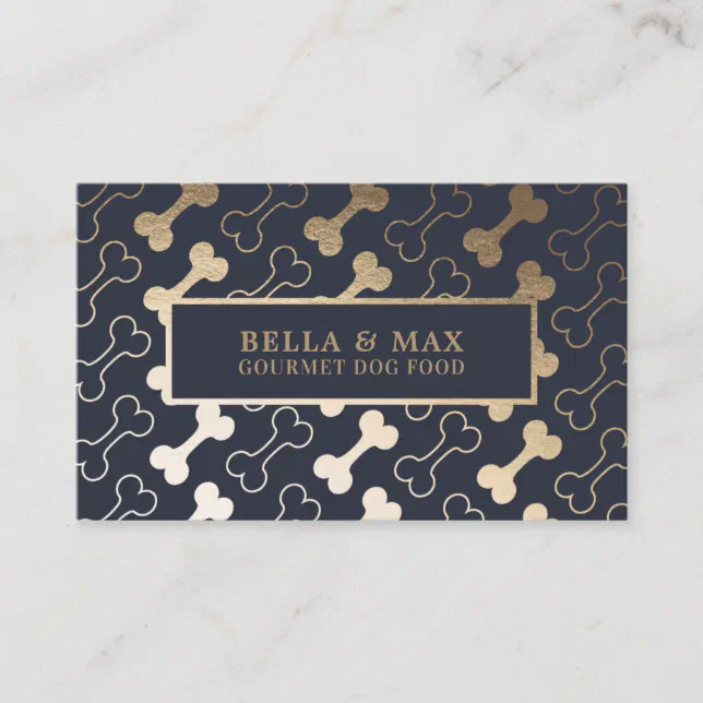 Bold Gold Dog Bone Pattern Business Card | Zazzle