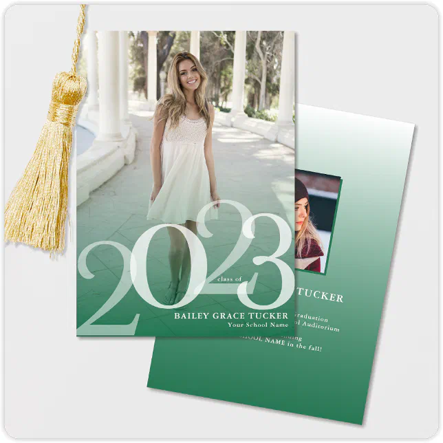 Bold GRAD 2023 Overlay Green Graduation Announcement | Zazzle