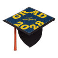 Bold GRAD Blue and Yellow Graduation Cap Topper | Zazzle