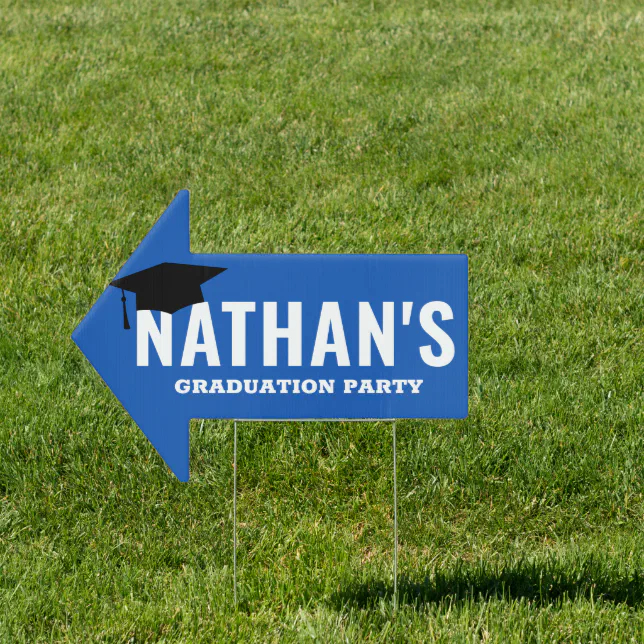 Bold Grad Blue Directional Graduation Yard Sign | Zazzle