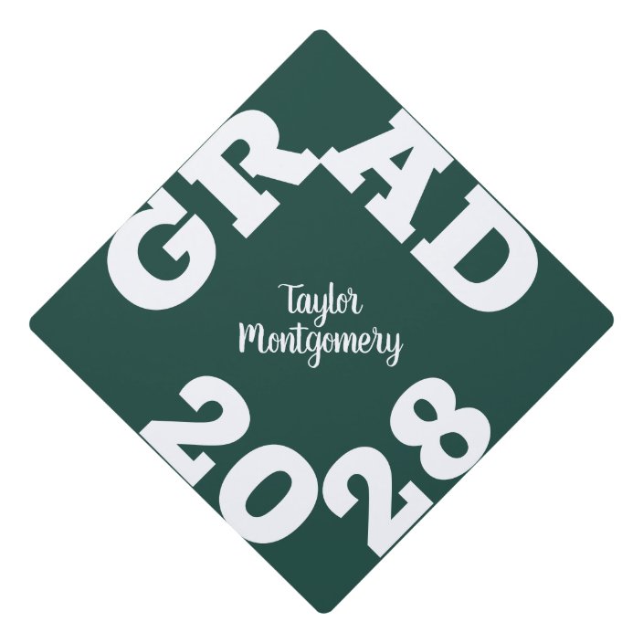 Bold GRAD Dark Green Graduation Cap Topper | Zazzle.com