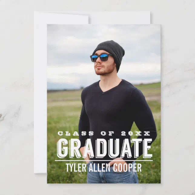 BOLD GRAD Photo Graduation Party Announcement | Zazzle