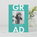 Bold Grad Turquoise Photo Graduation Party Invitation | Zazzle