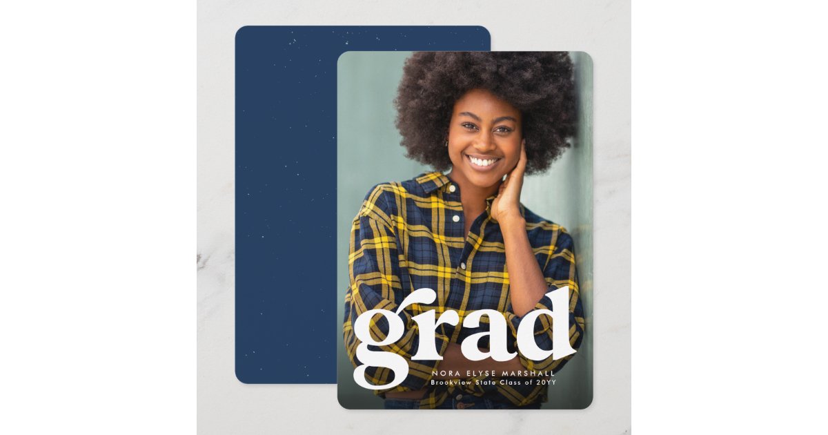 Bold grad vertical photo graduation announcement | Zazzle