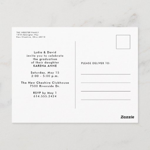 Bold grad vertical photo graduation invitation postcard | Zazzle