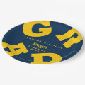 Bold GRAD Yellow on Blue Graduation Paper Plates | Zazzle