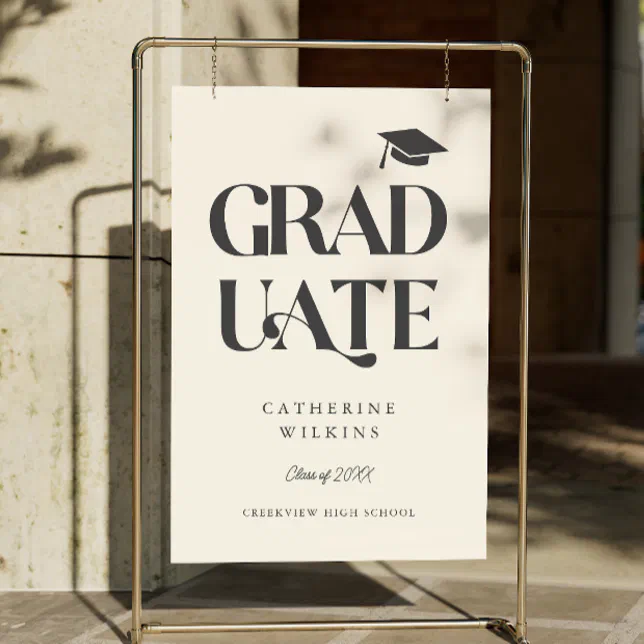 Bold Graduate Cream Grad Party Welcome Sign | Zazzle