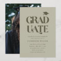 Bold Graduate Graduation Party Photo Sage Invitation | Zazzle