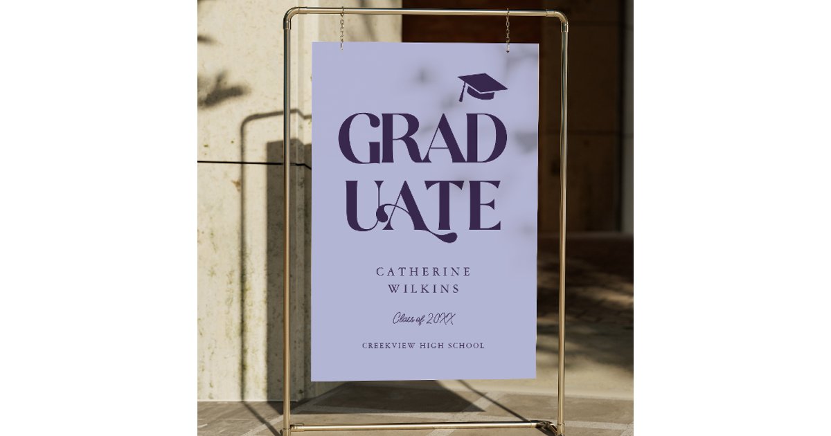 Bold Graduate Purple Grad Party Welcome Sign | Zazzle