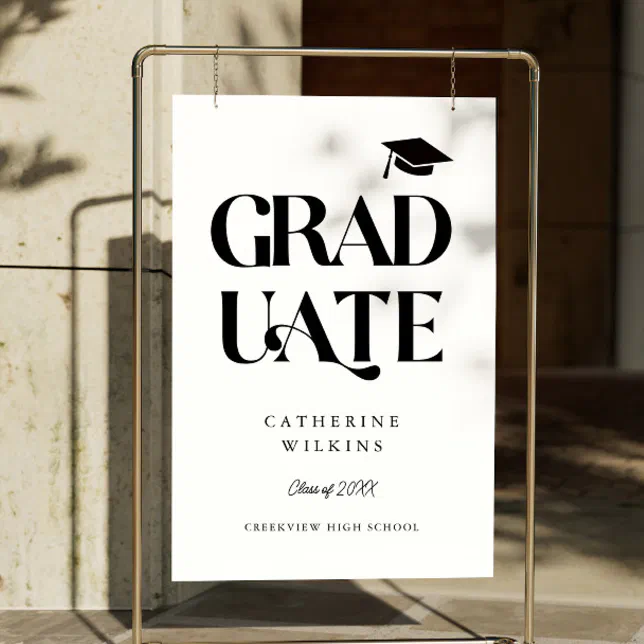 Bold Graduate White Grad Party Welcome Sign | Zazzle