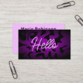 Bold Groovy Black Purple Lilac Hello Neon Glow Business Card | Zazzle