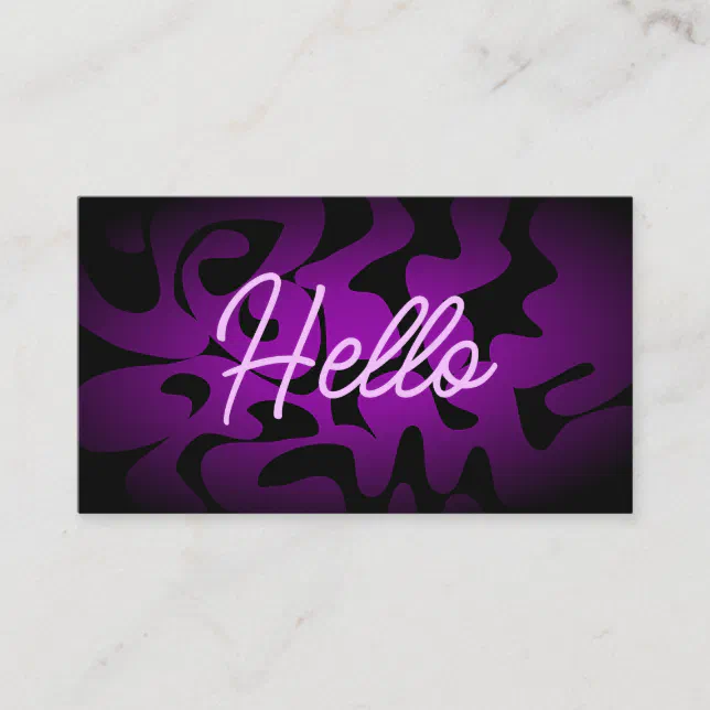 Bold Groovy Black Purple Lilac Hello Neon Glow Business Card | Zazzle