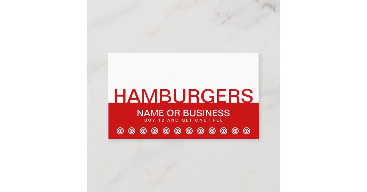 bold HAMBURGERS customer loyalty card | Zazzle