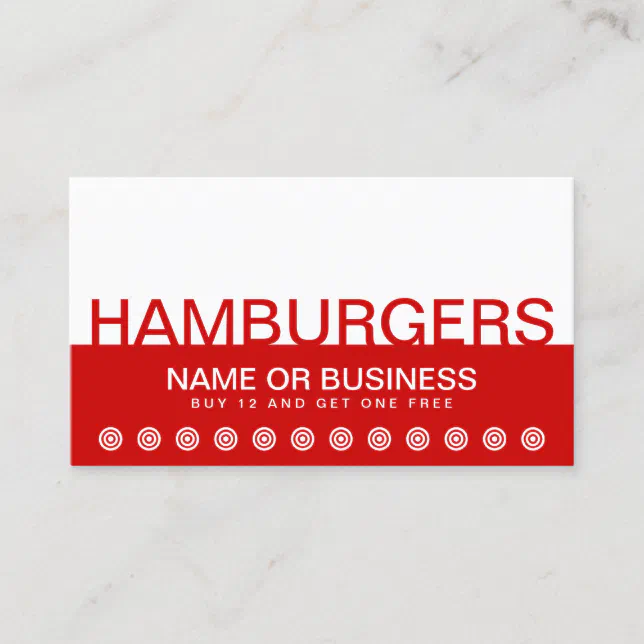 bold HAMBURGERS customer loyalty card | Zazzle