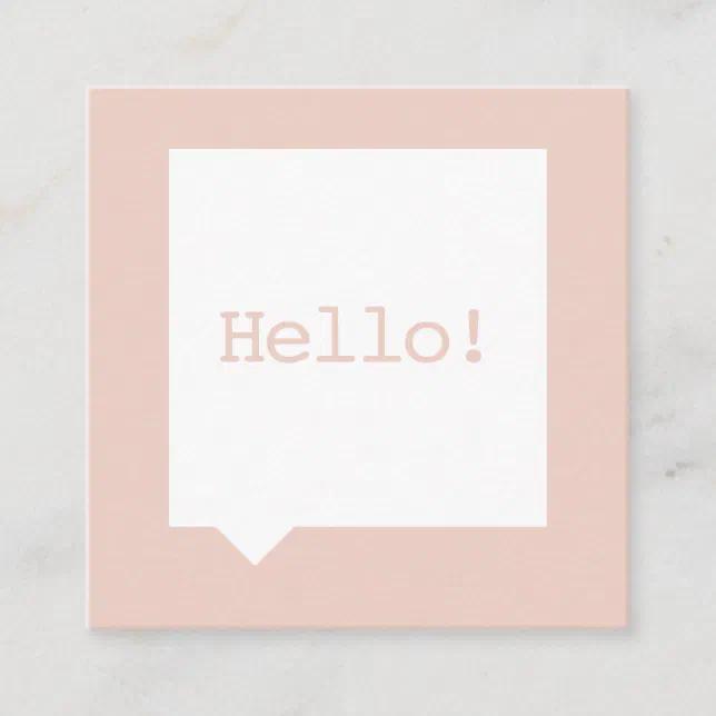Bold Hello Social Media Speech Bubble Blush Square Business Card | Zazzle