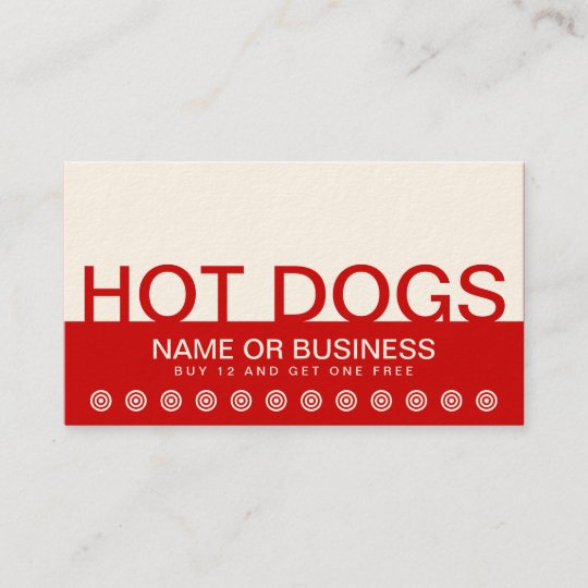 bold HOT DOGS customer loyalty card | Zazzle.com
