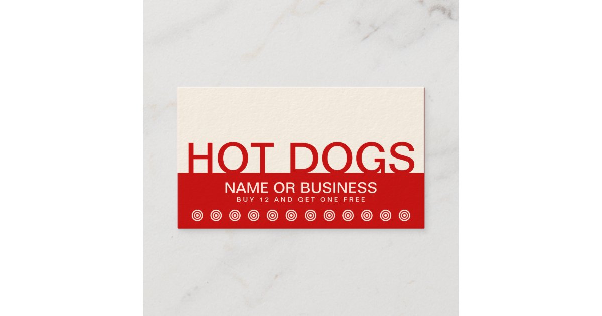 bold HOT DOGS customer loyalty card | Zazzle