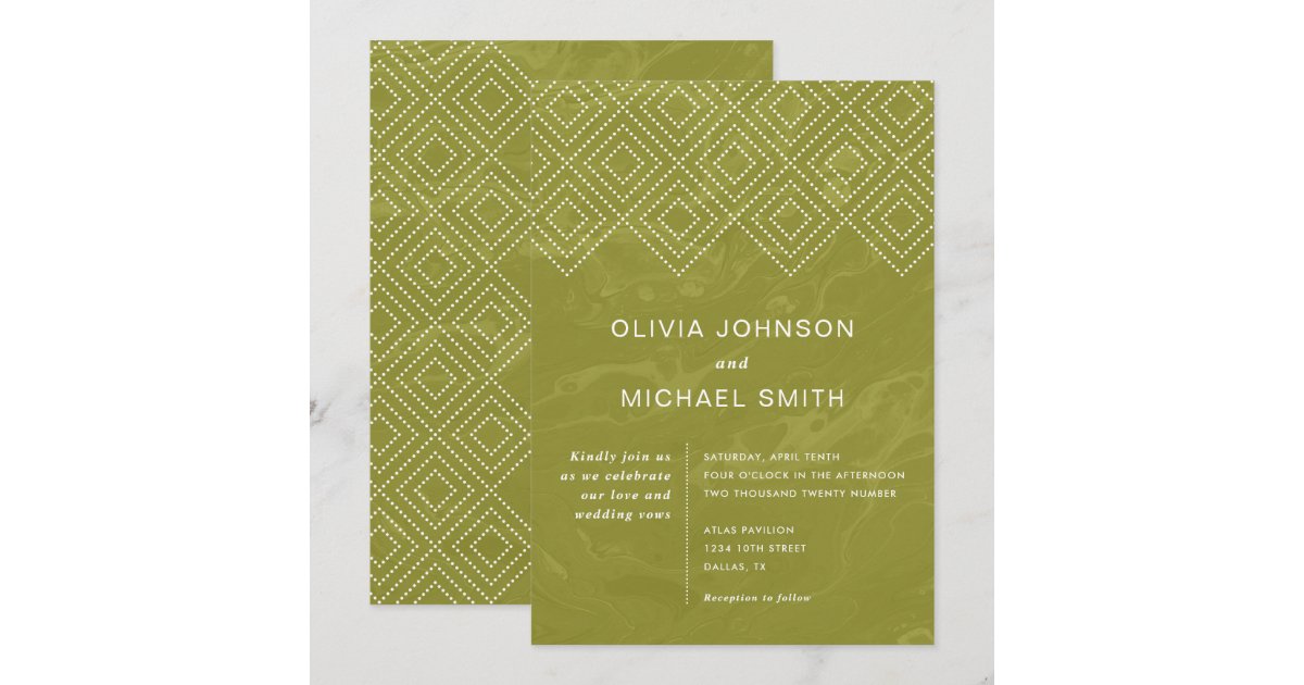 Bold Hues Chartreuse Marble Wedding Invitation | Zazzle
