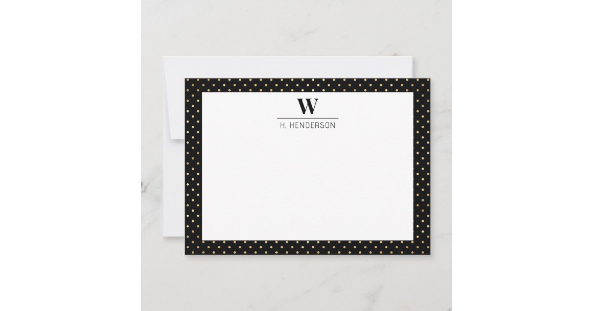 Bold Initial Monogram Faux Gold Note Card | Zazzle