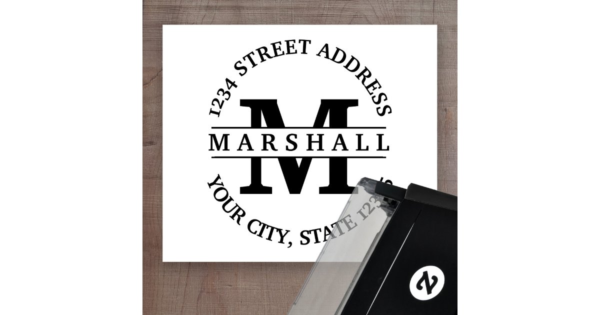 Bold Initial with Name and Return Address Self-inking Stamp | Zazzle