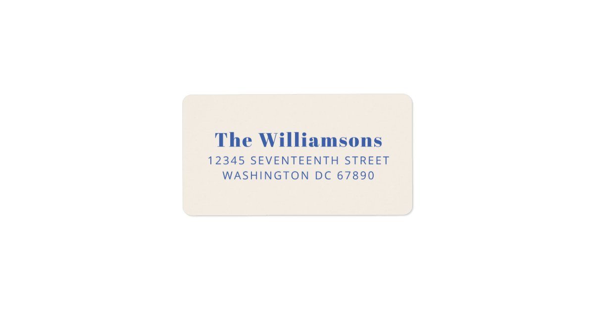Bold Ivory Blue Typography Custom Return Address Label | Zazzle