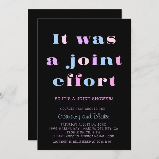 Bold Joint Effort Baby Shower Invitation | Zazzle