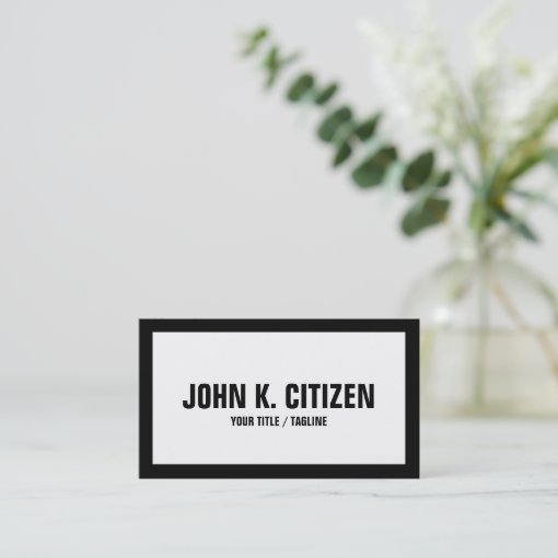 Bold large text white / black border business card | Zazzle