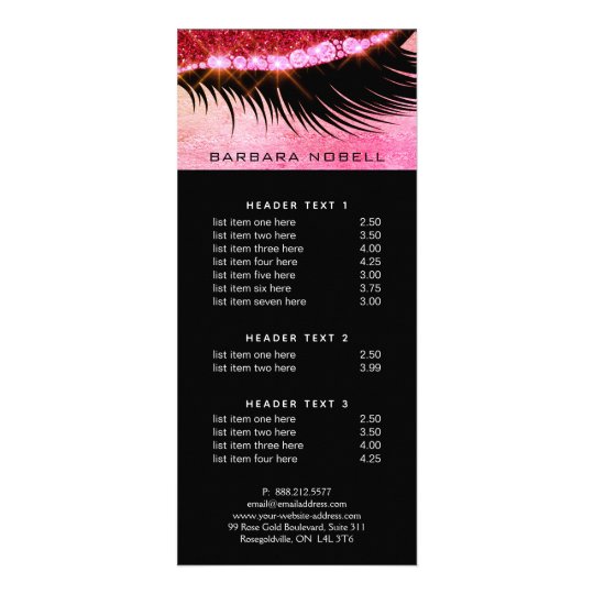 Bold Lashes Lash Makeup Service Menu Pink | Zazzle.com