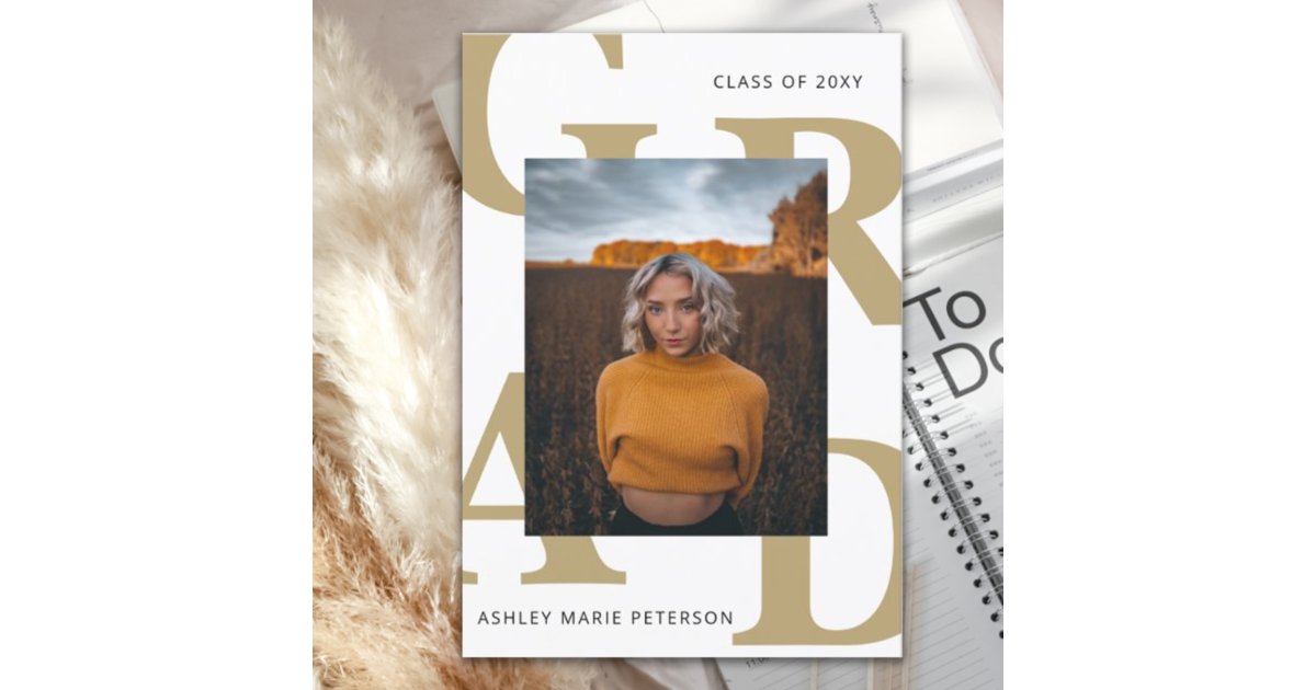 Bold letters Classy Photo Graduation Invitation | Zazzle