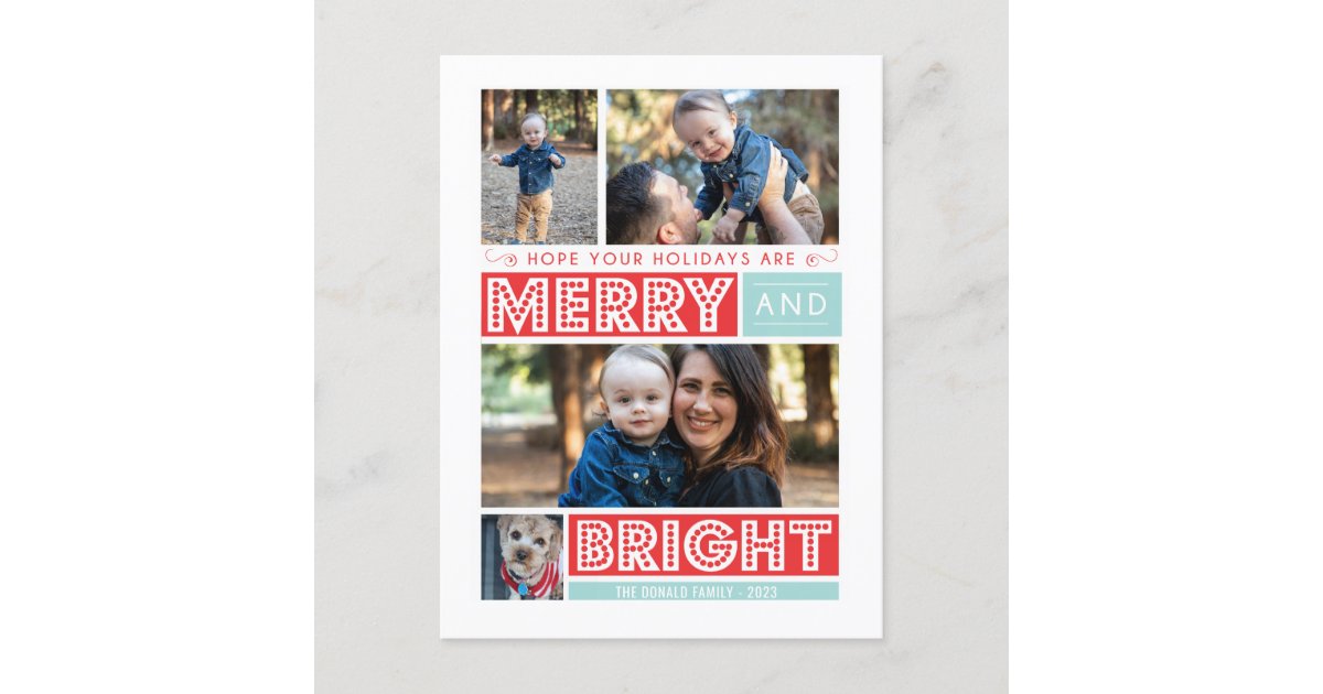 Bold Merry and Bright Holiday Postcard | Zazzle