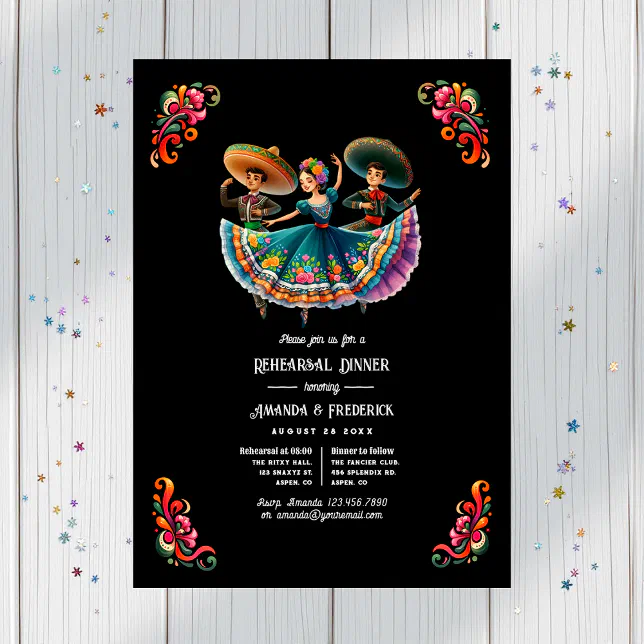 Bold Mexican Fiesta Wedding Rehearsal Dinner Invitation | Zazzle