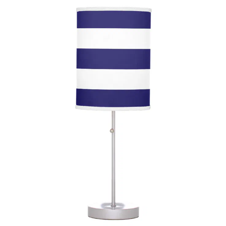 Bold Midnight Blue and White Striped Table Lamp | Zazzle