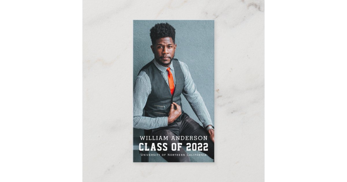Bold Minimalist Photo Graduation Business Card | Zazzle