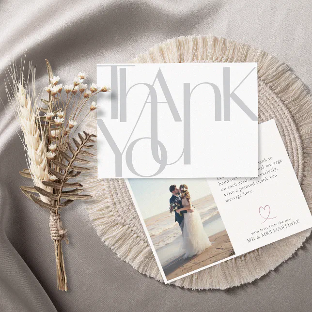 Bold Minimalist Photo light Gray Thank You Card | Zazzle
