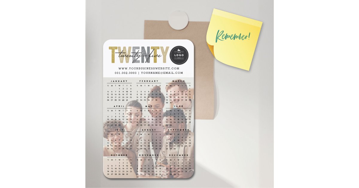 Bold Mix Typography 2025 Modern Calendar Photo Magnet | Zazzle